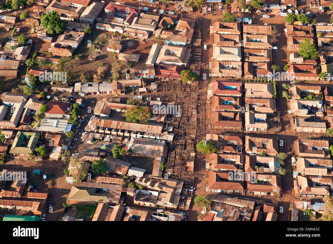 Moshi town center aerial view, Kilimanjaro Region, Tanzania Stock Photo ...