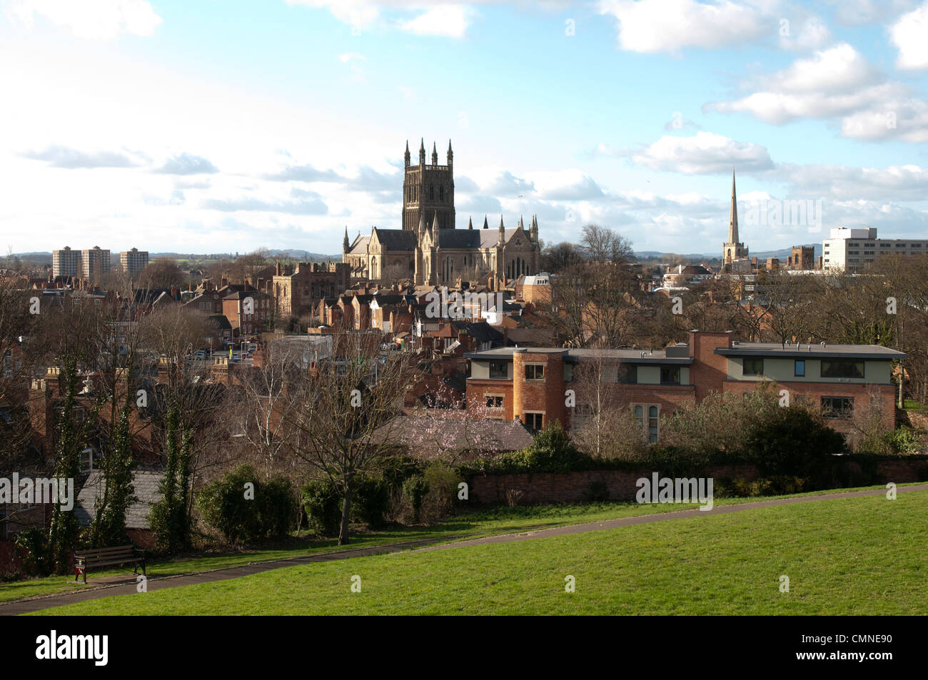 Worcester Cathedral and city centre from Fort Royal Park, Worcester ...