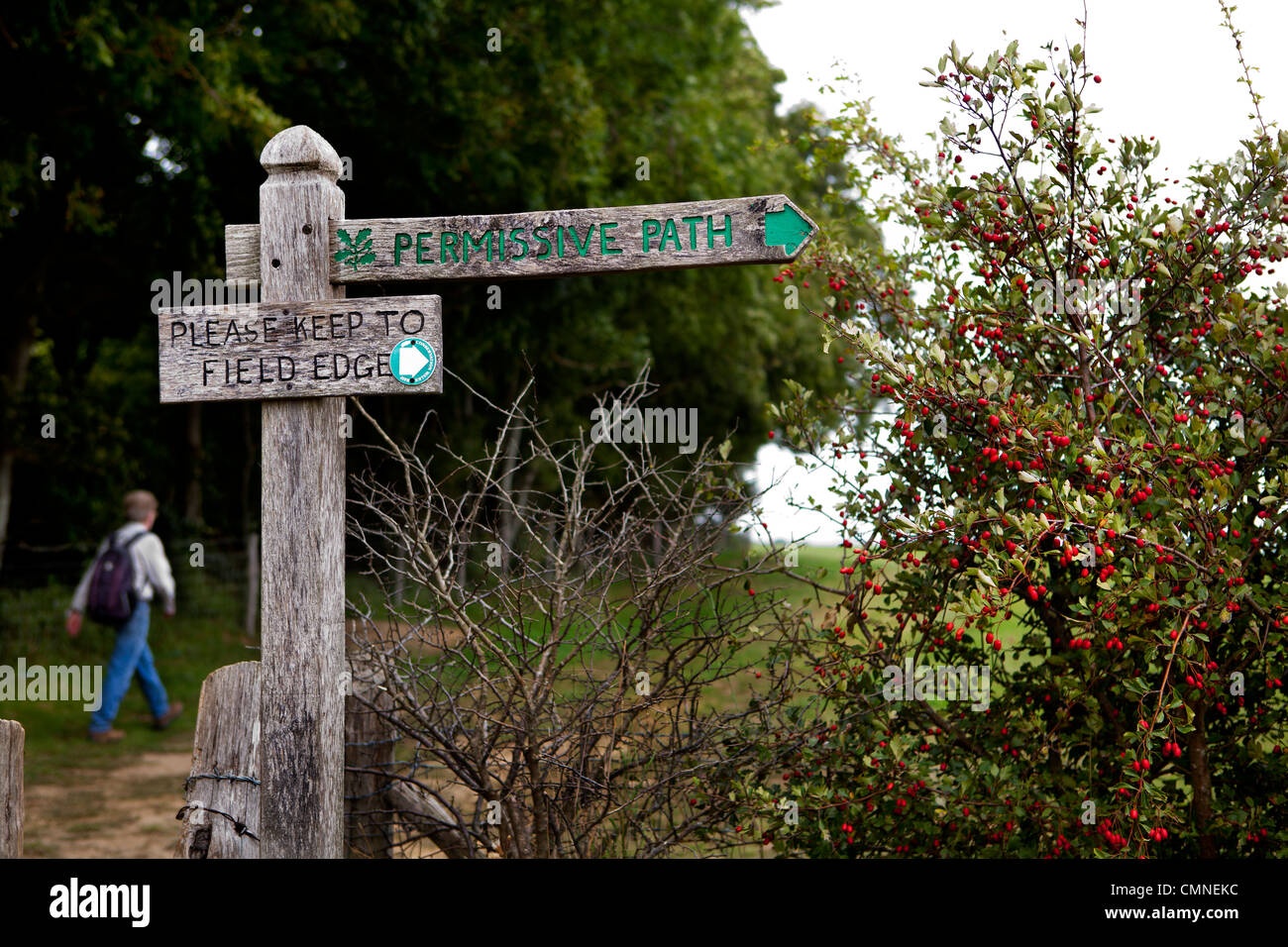 National Trust wooden walking path sign Stock Photo - Alamy