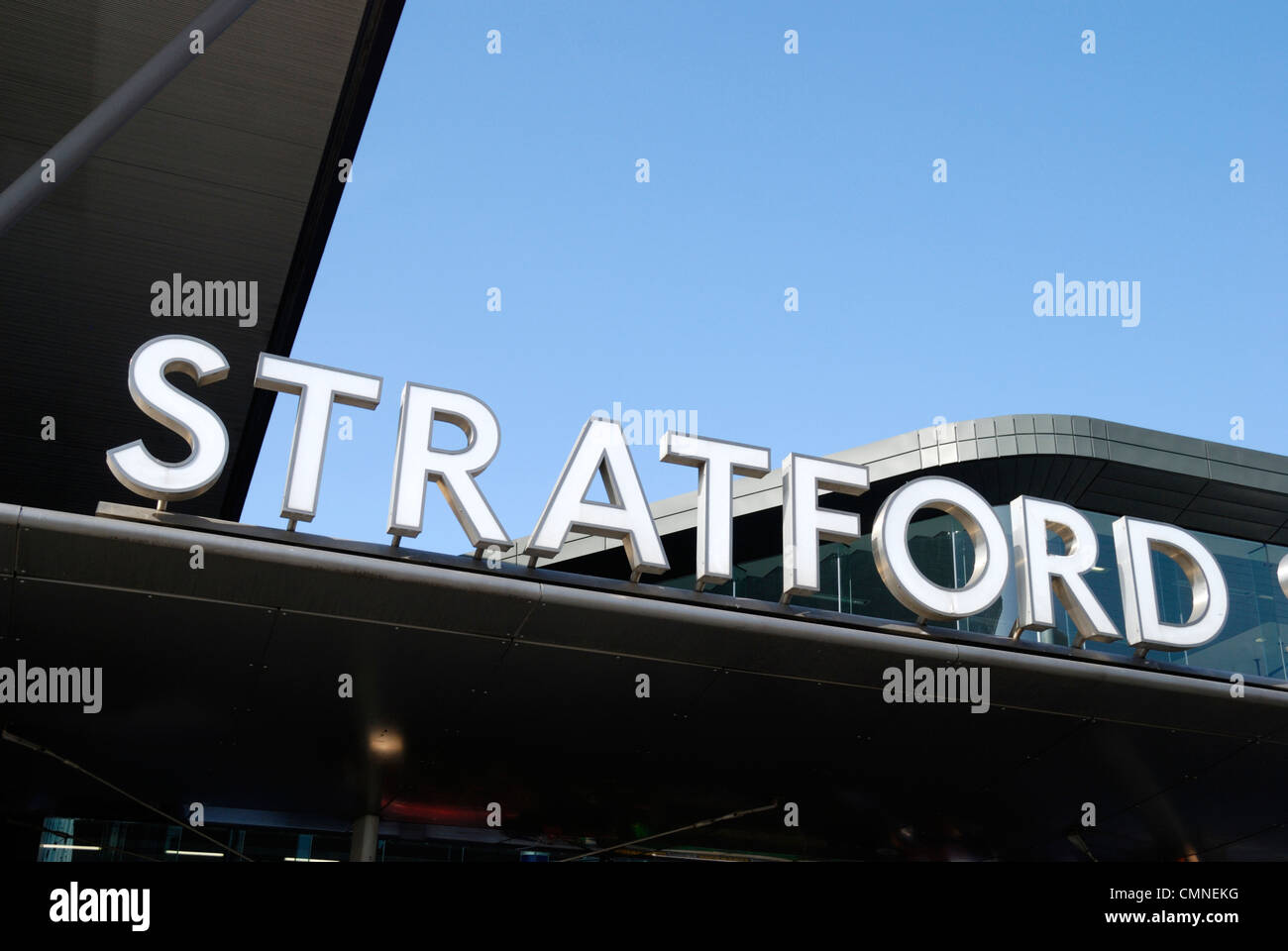 ' Stratford ' sign outside Stratford Railway Station, London, England ...