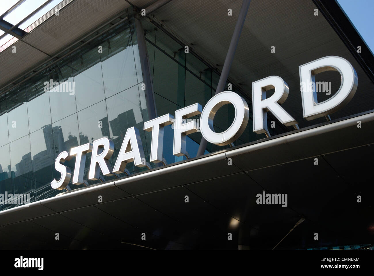 ' Stratford ' sign outside Stratford Railway Station, London, England ...