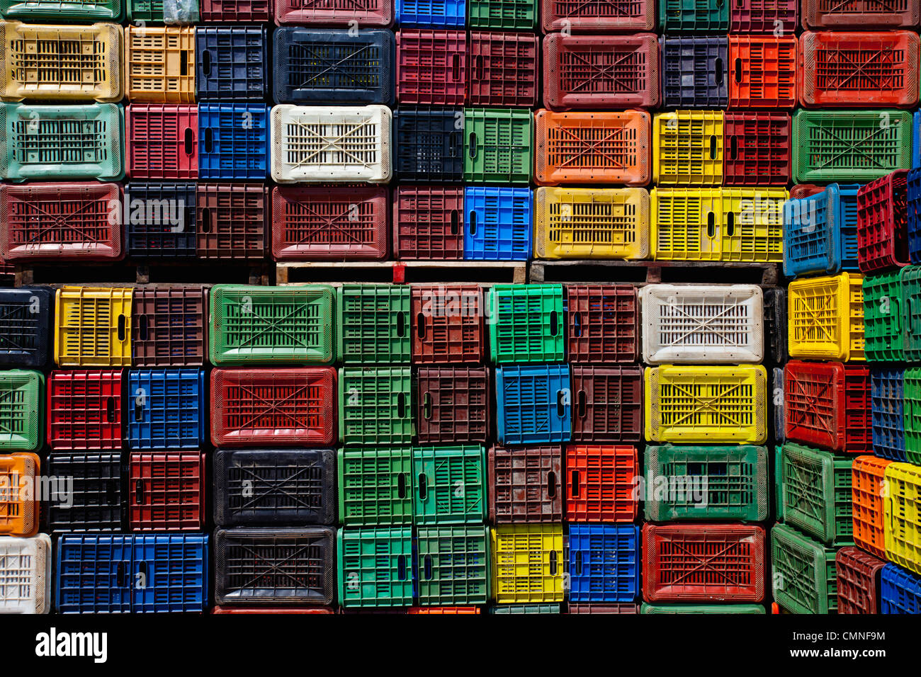 Verioa geometrical colorful plastic crates forming a pattern Stock ...