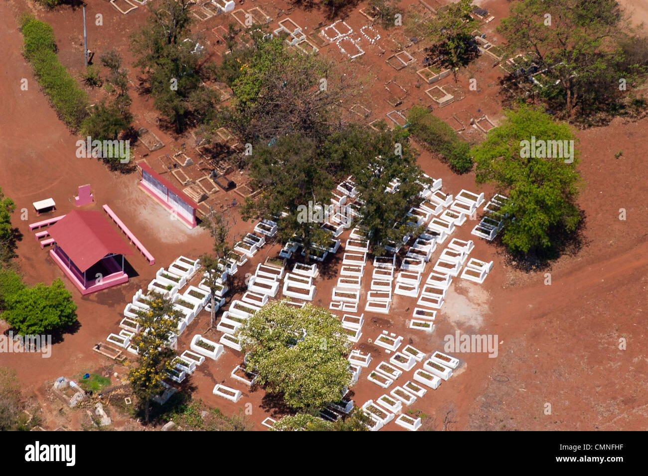 Cemetery, aerial view, Moshi, Kilimanjaro Region, Tanzania Stock Photo ...