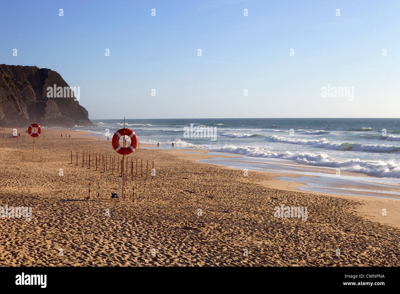 beautiful beach of Praia Grande in the south of portugal Stock Photo ...