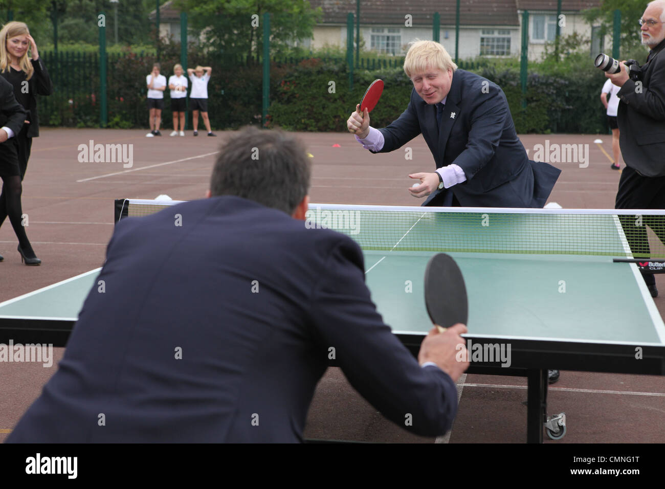seb coe and boris johnson visit a school in north London to promote the ...