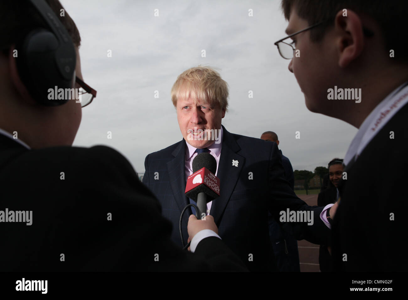 seb coe and boris johnson visit a school in north London to promote the ...