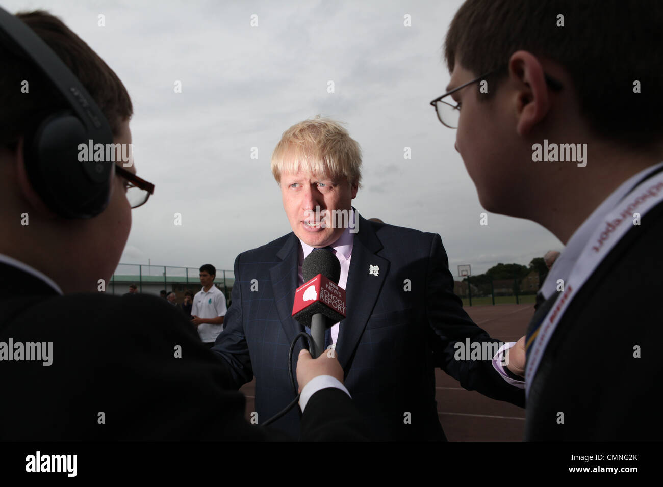 seb coe and boris johnson visit a school in north London to promote the ...