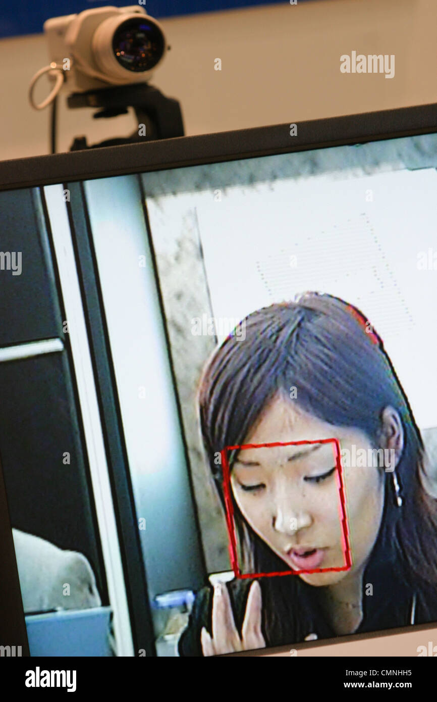 Face recognition technology on a screen, on display at 'Security Show ...