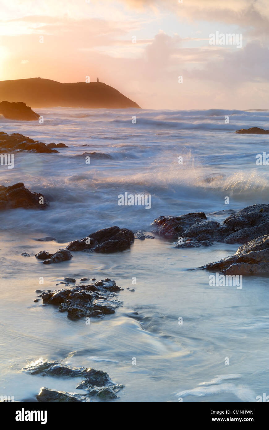 Cornish seascape shot at sunset. View to Stepper Point Stock Photo - Alamy