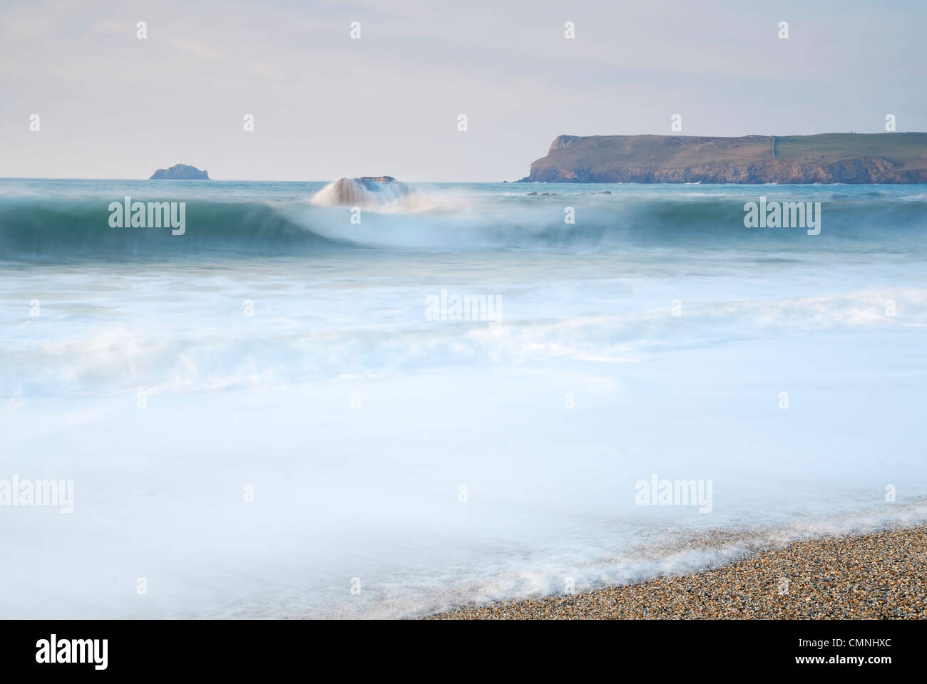 Cornish seascape shot in twilight. Taken from Greenaways beach Stock ...