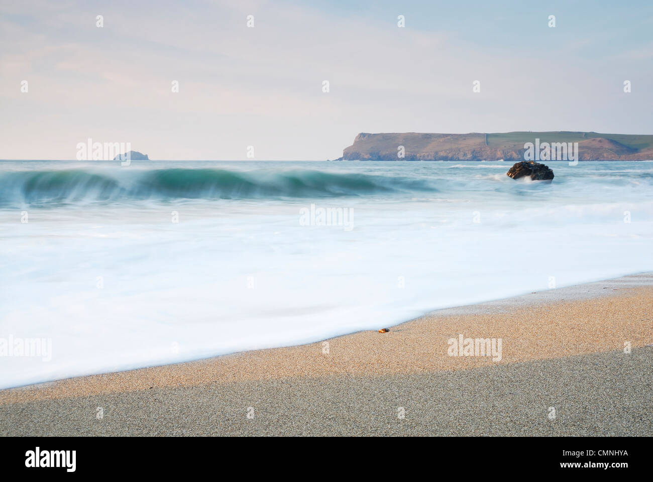 Cornish seascape shot in twilight. Taken from Greenaways beach Stock ...