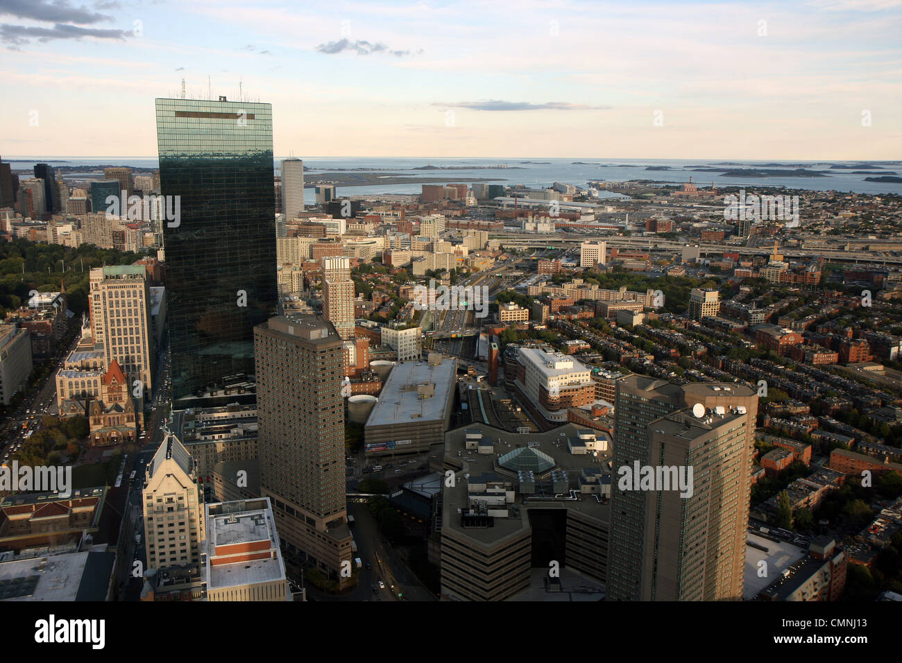 Boston's Prudential building and the architecture around at sunset ...