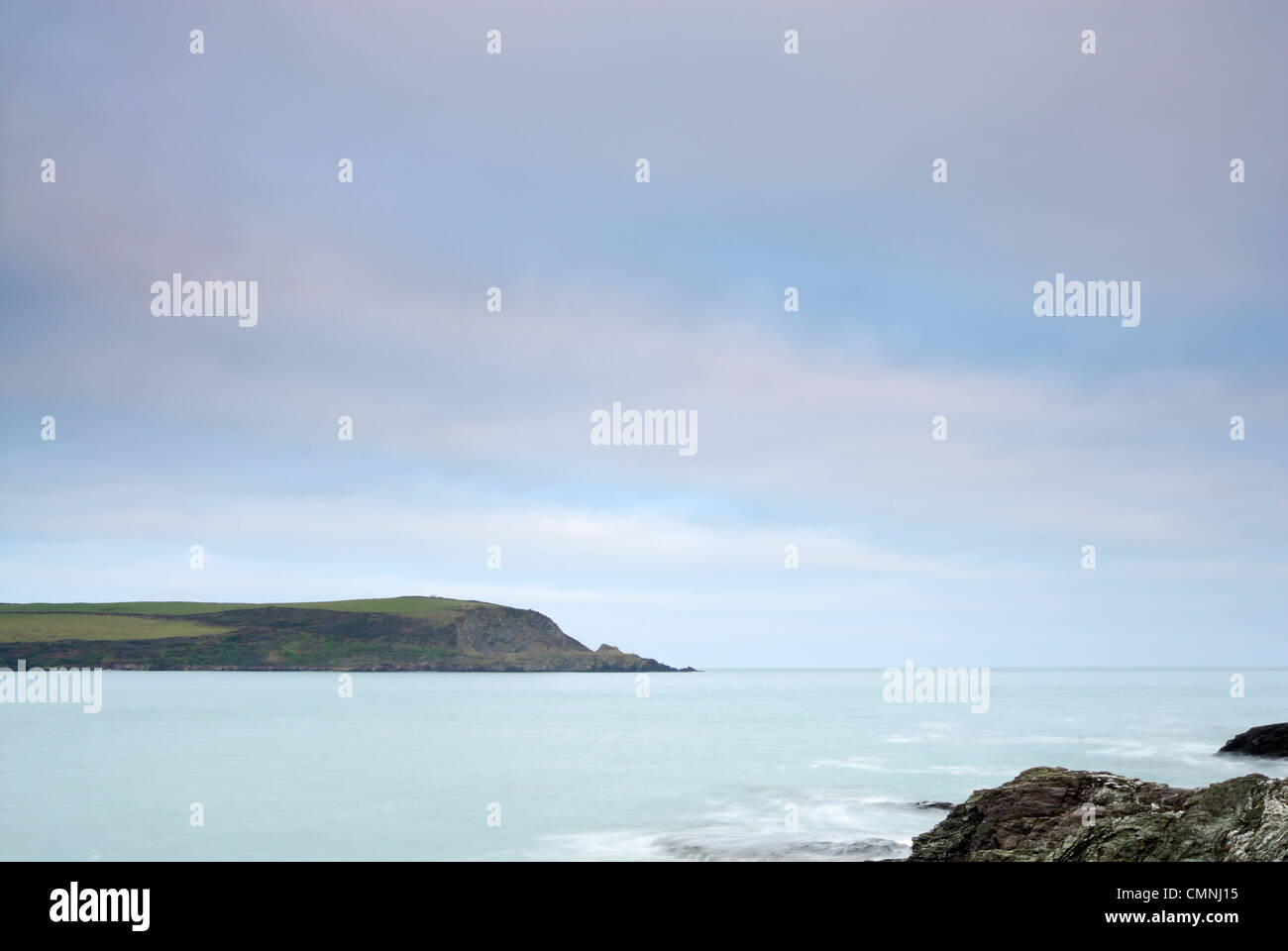 Cornish seascape shot in twilight. View to Stepper Point Stock Photo ...