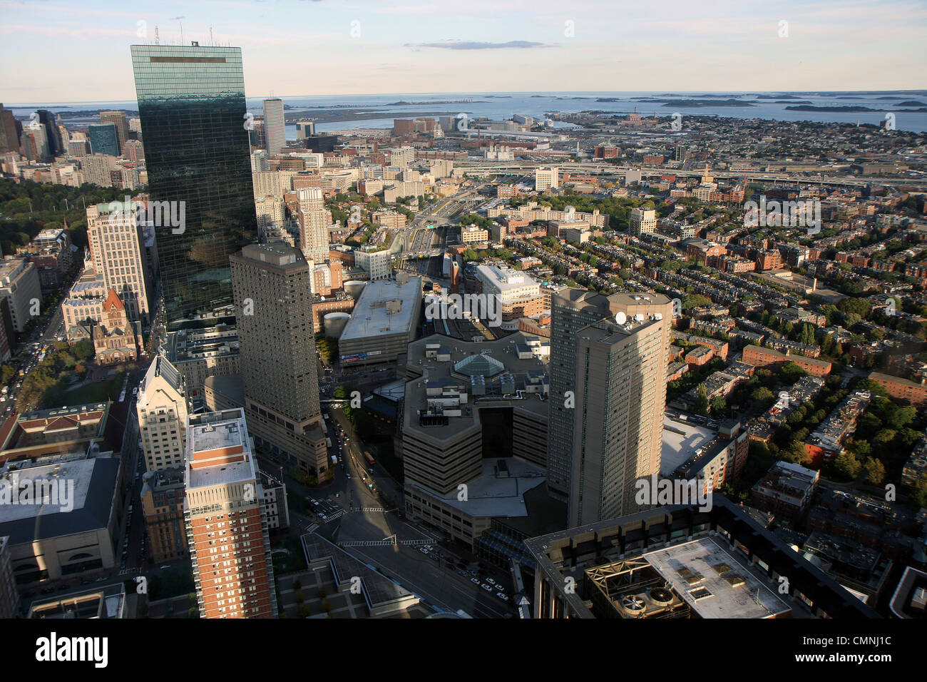 Boston's panoramic view as it is seen from Prudential tower in winter ...