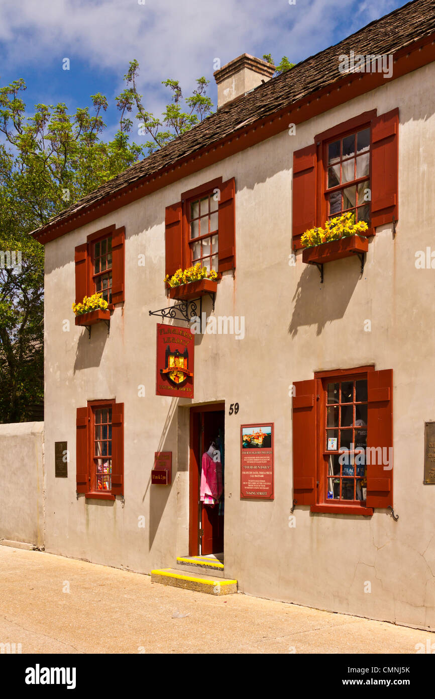 Colonial architecture along historic St. George street in St. Augustine ...