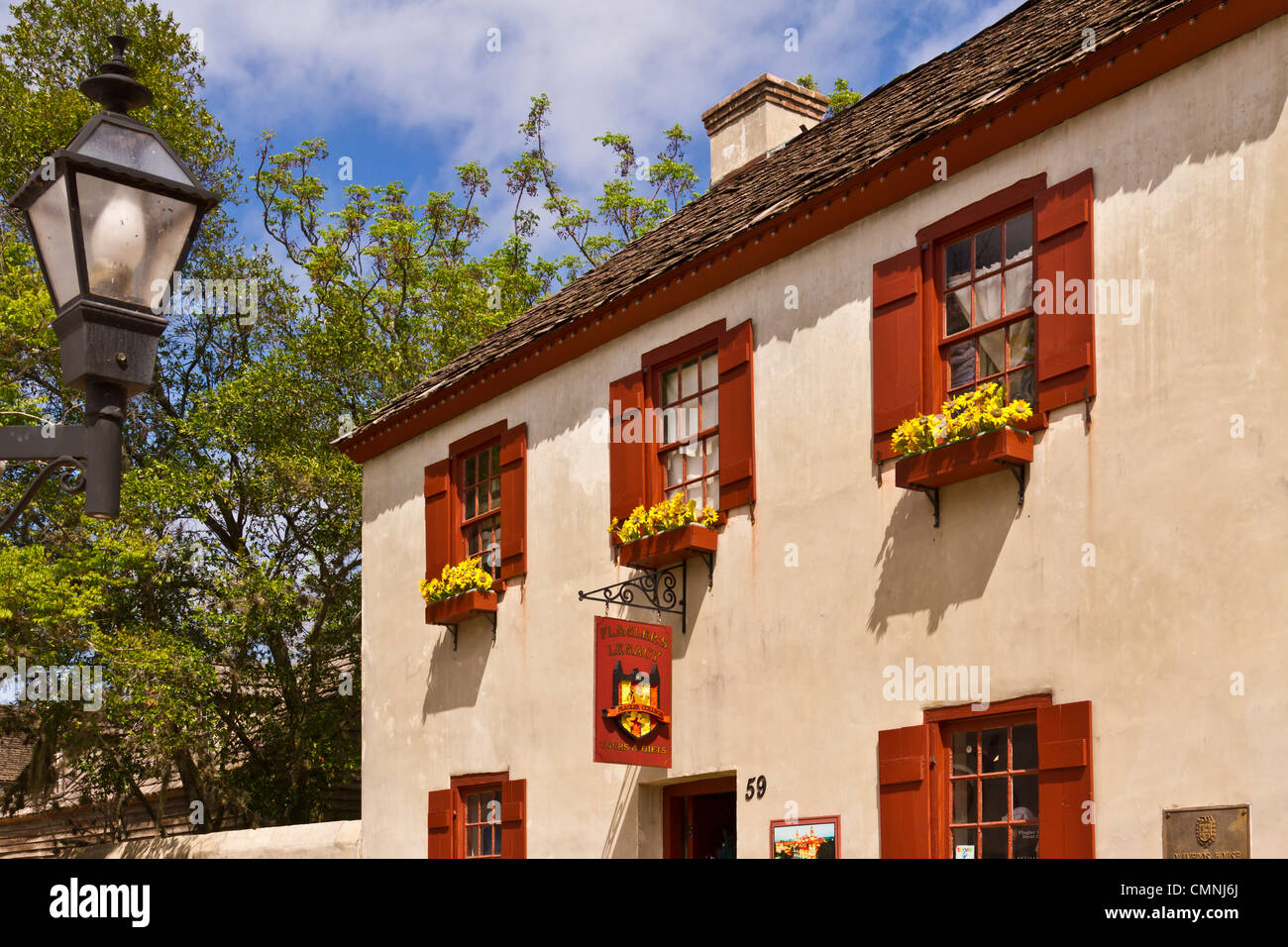 Colonial architecture along historic St. George street in St. Augustine ...