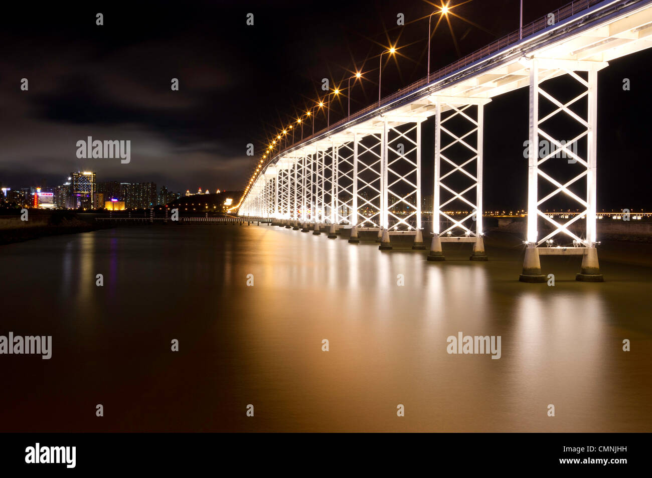 Night scene of one of the bridges connecting Macau Stock Photo - Alamy