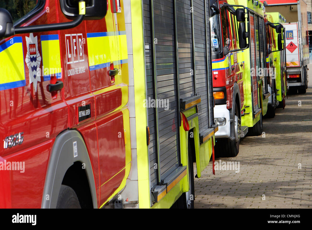 Fire Engines lined up in London Stock Photo - Alamy