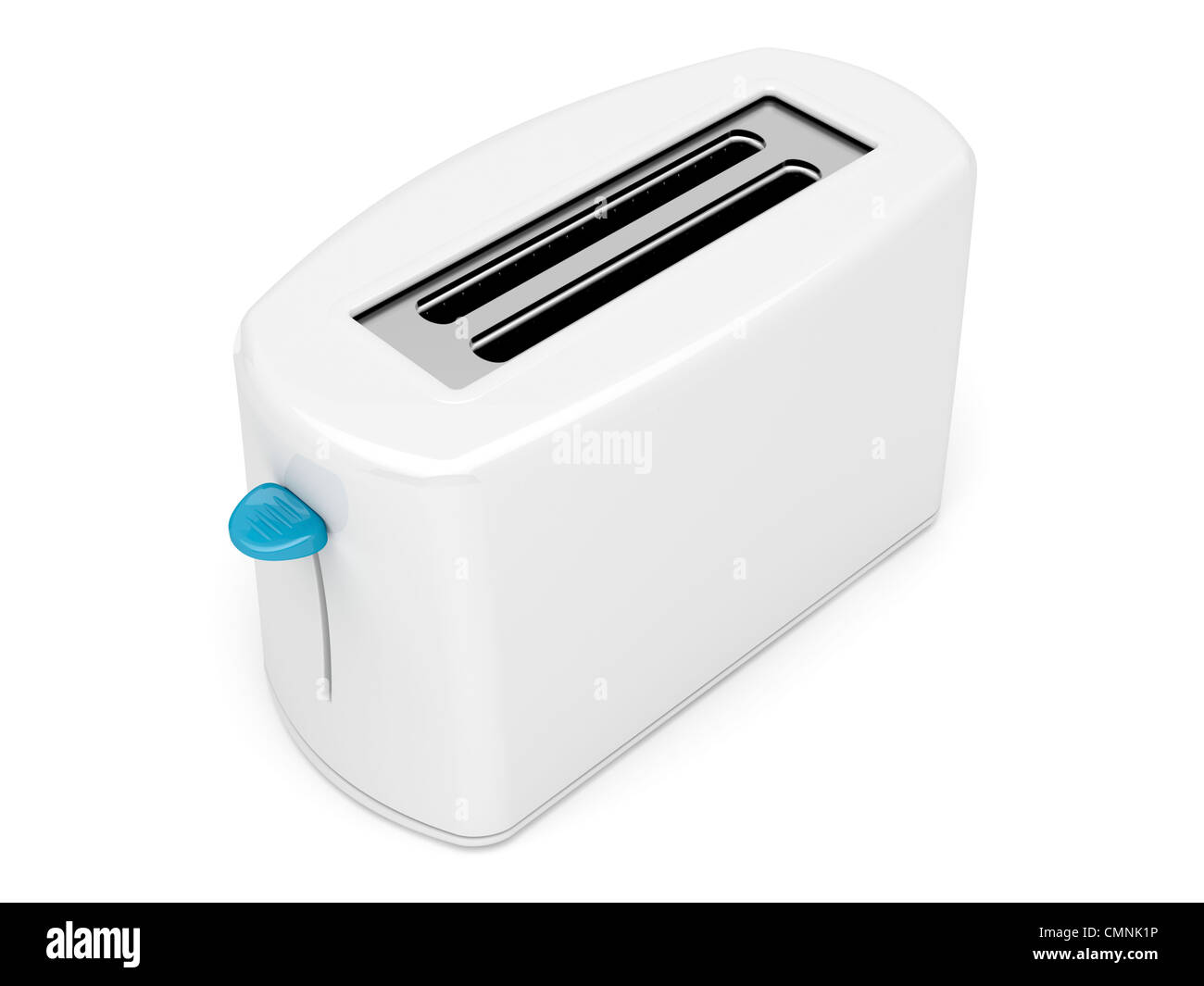 Plastic white toaster on white background Stock Photo - Alamy