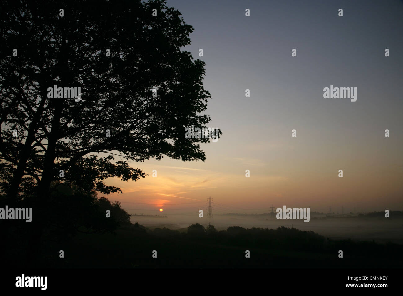 Pylons at sunrise hi-res stock photography and images - Alamy