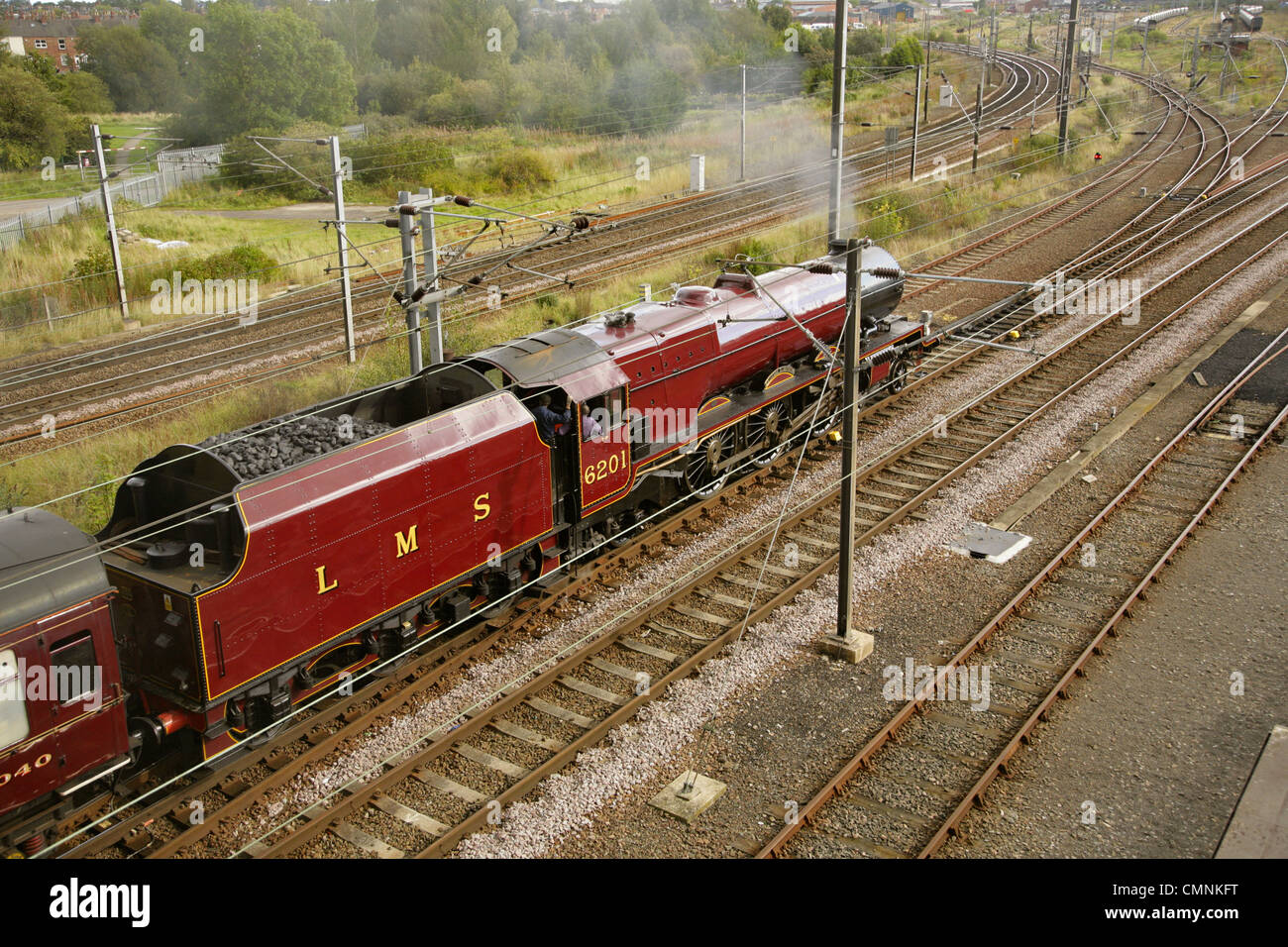 Preserved LMS steam locomotive 6201 "Princess Elizabeth" approaching ...
