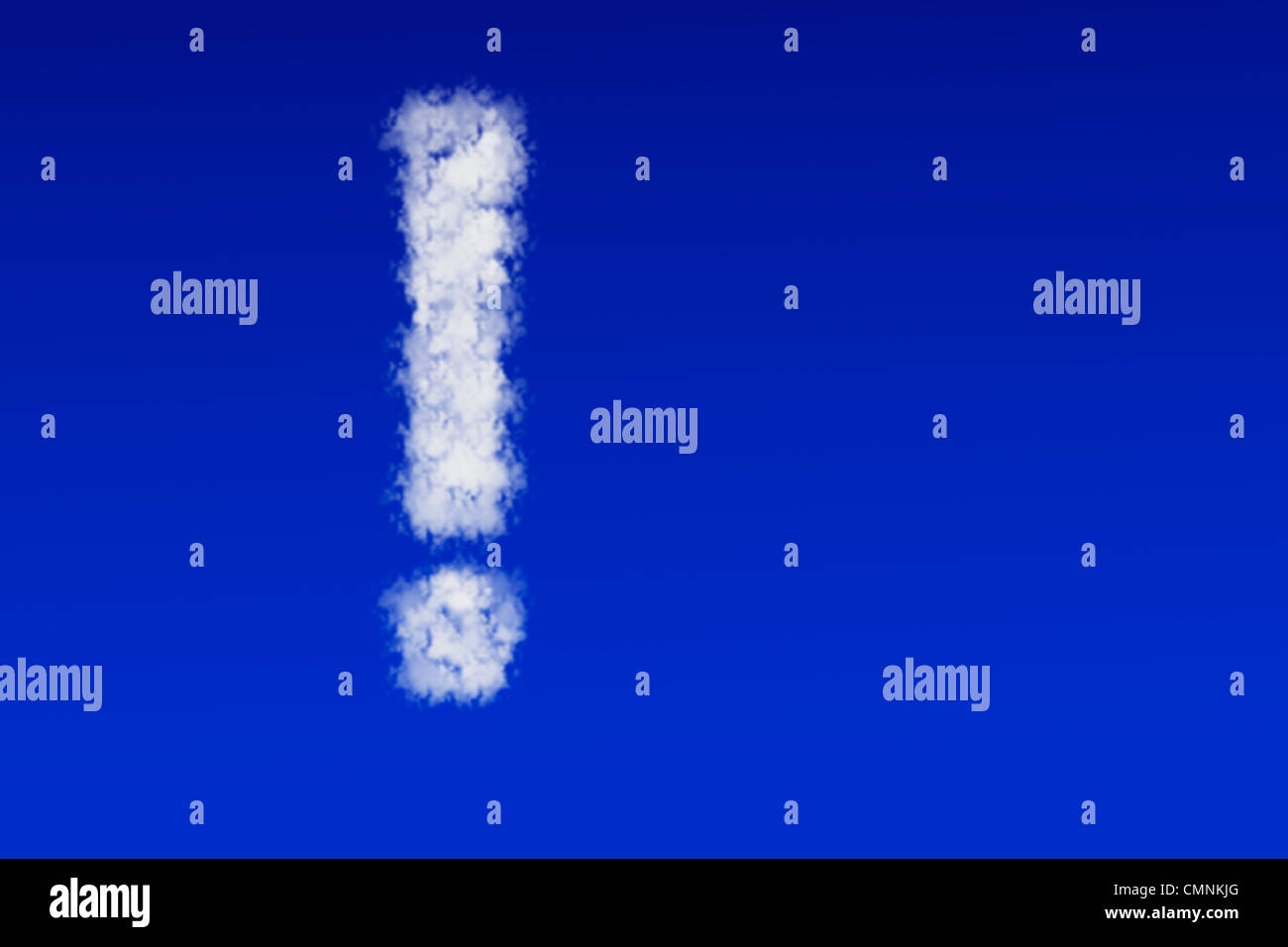 Clouds in the form of a exclamation mark floating in the blue sky Stock ...
