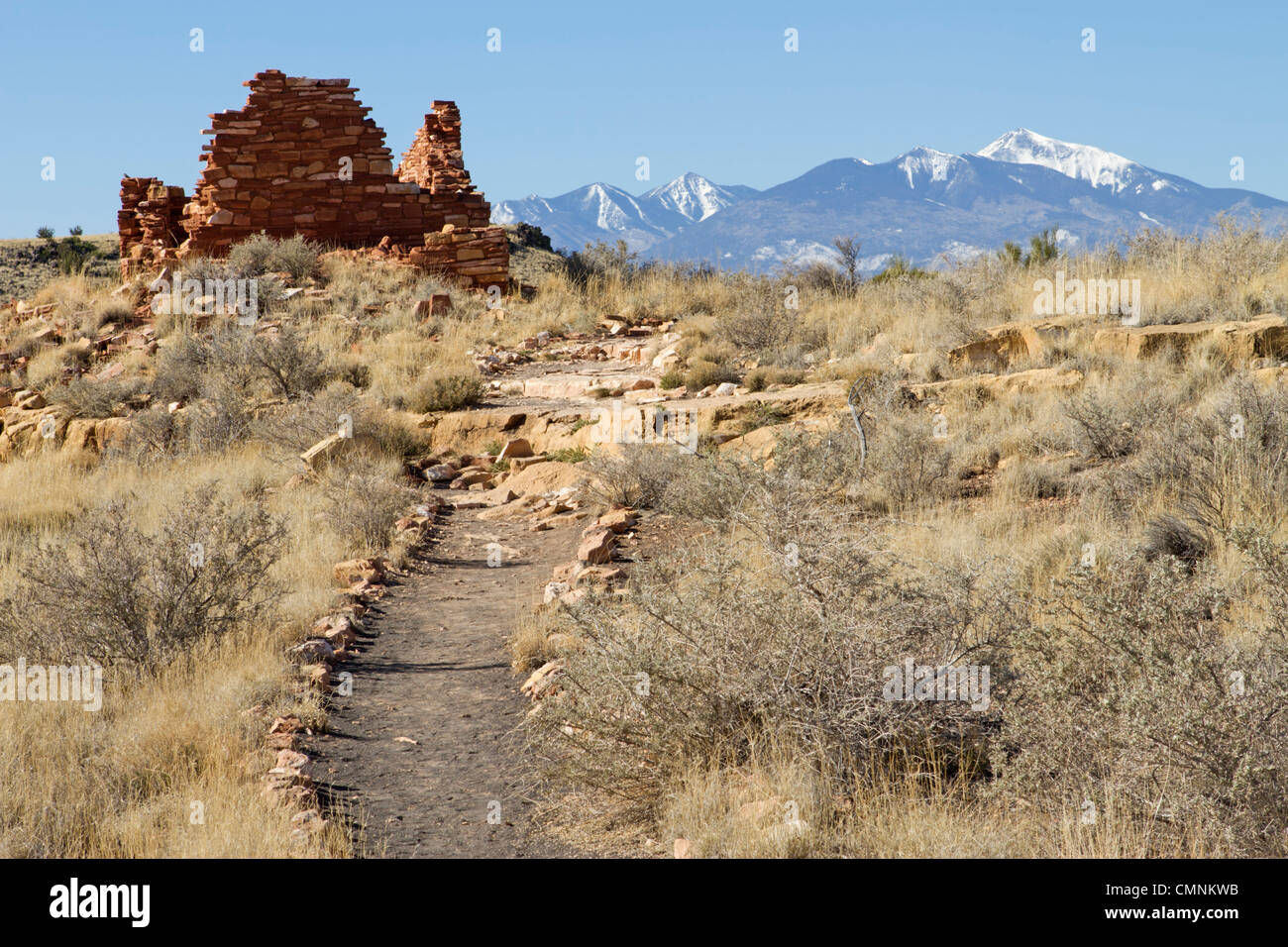 Native American ruins at Wupatki National Monument, with Humphreys ...