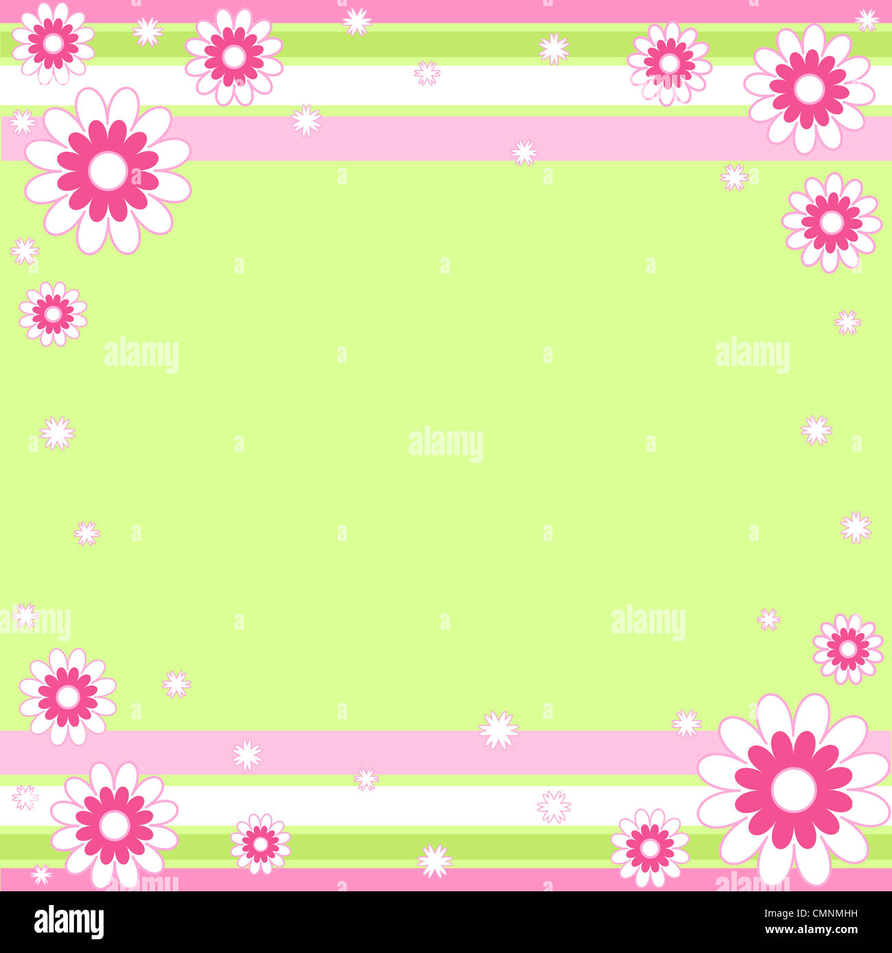 Flowers and stripes pattern border Stock Photo - Alamy