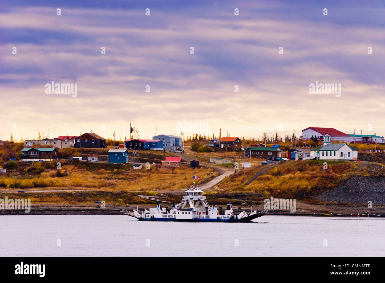 Tsiigehtchic and ferry crossing the Mackenzie River, Northwest ...