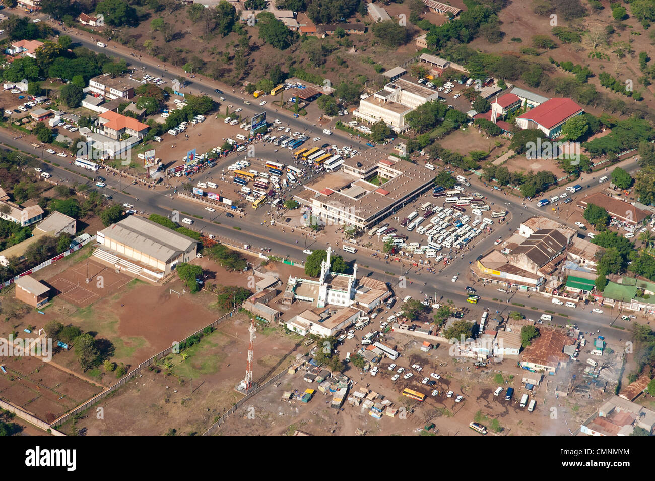 Moshi town center aerial view, Kilimanjaro Region, Tanzania Stock Photo ...