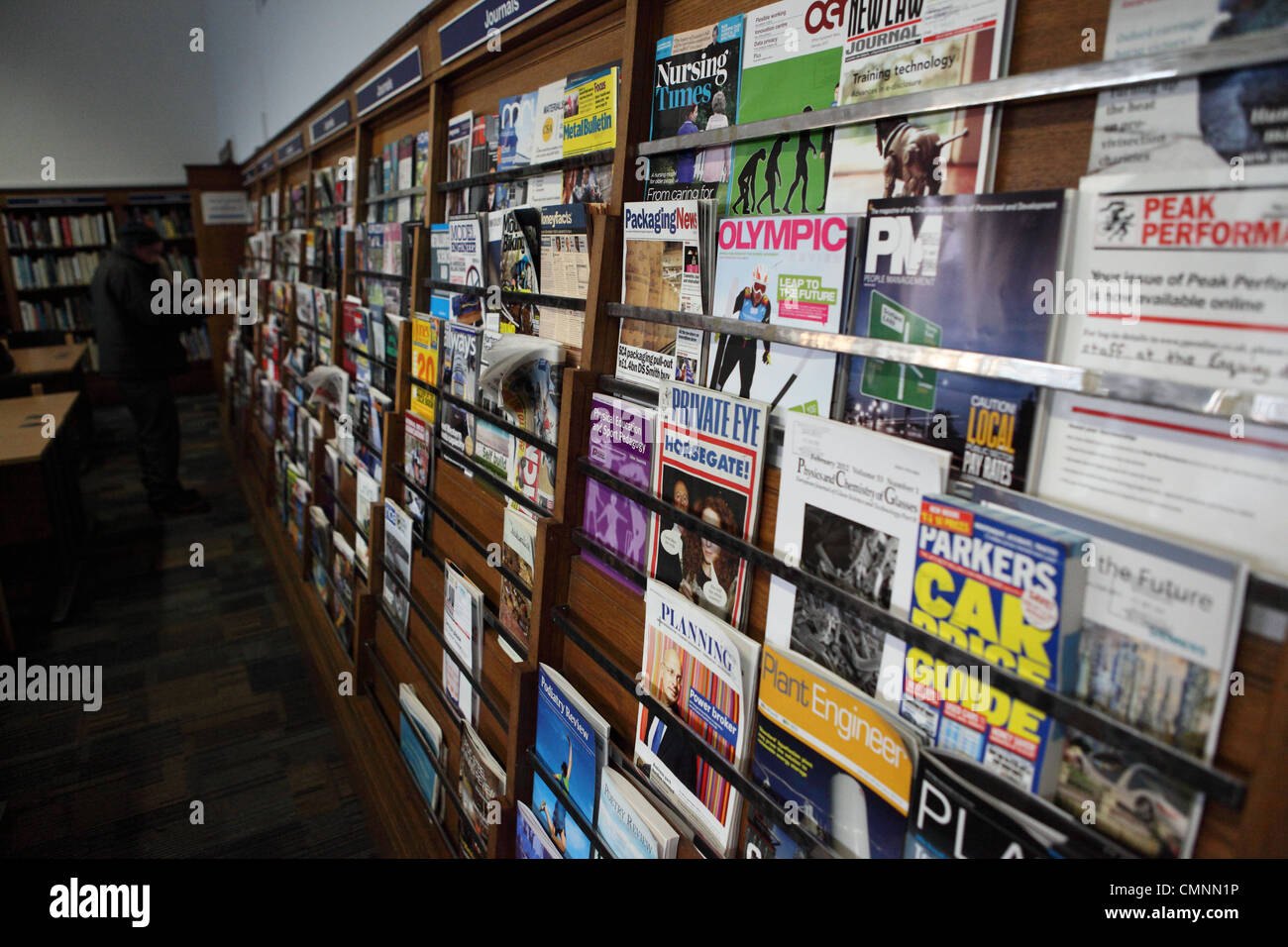 The magazine rack Sheffield Central Library, England Stock Photo - Alamy