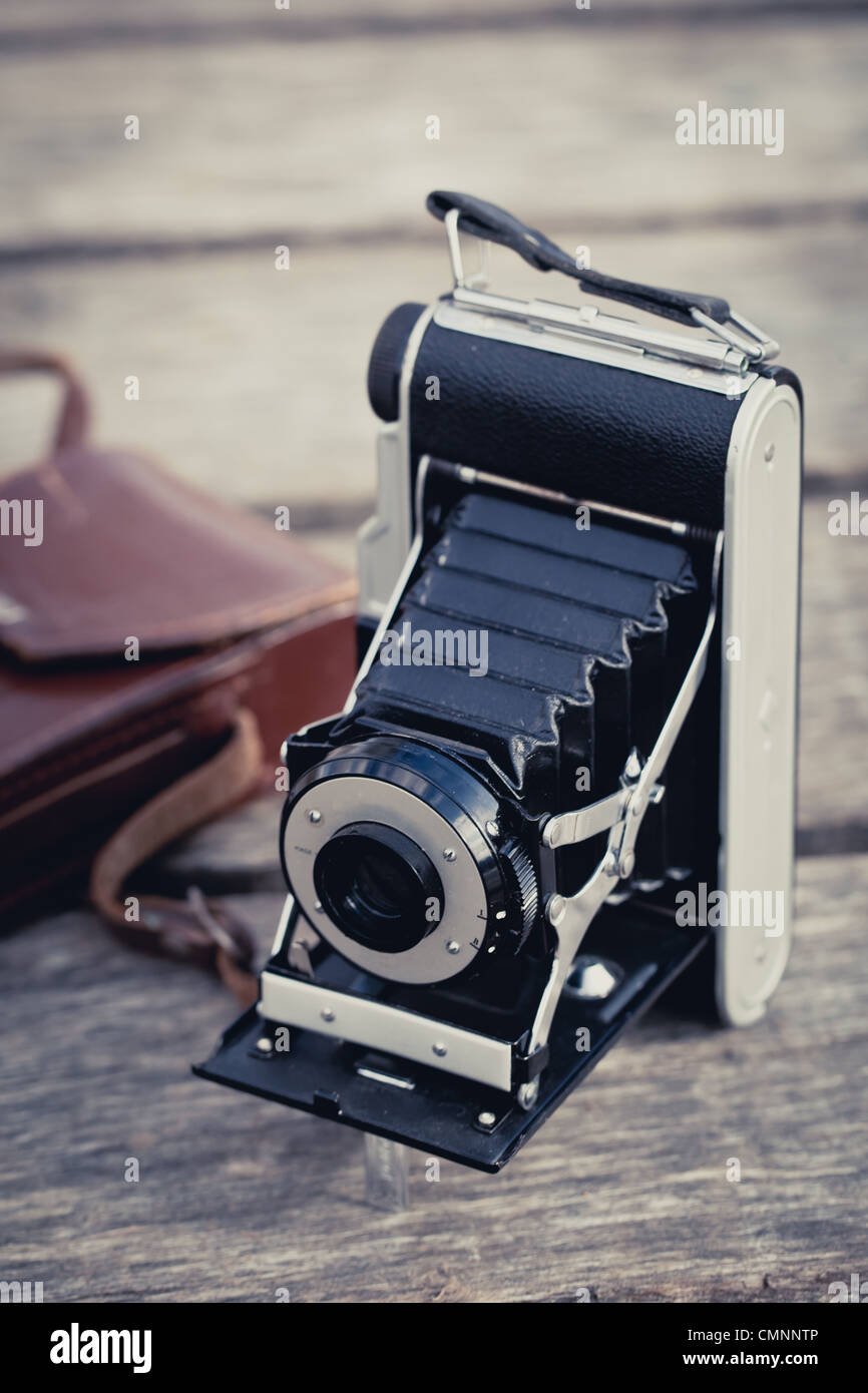 Beautiful old folding camera with a nice design Stock Photo - Alamy