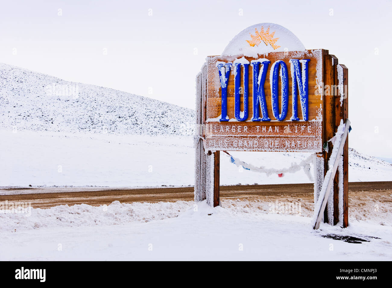 A Yukon welcome sign on the border with the Northwest and Dempster ...