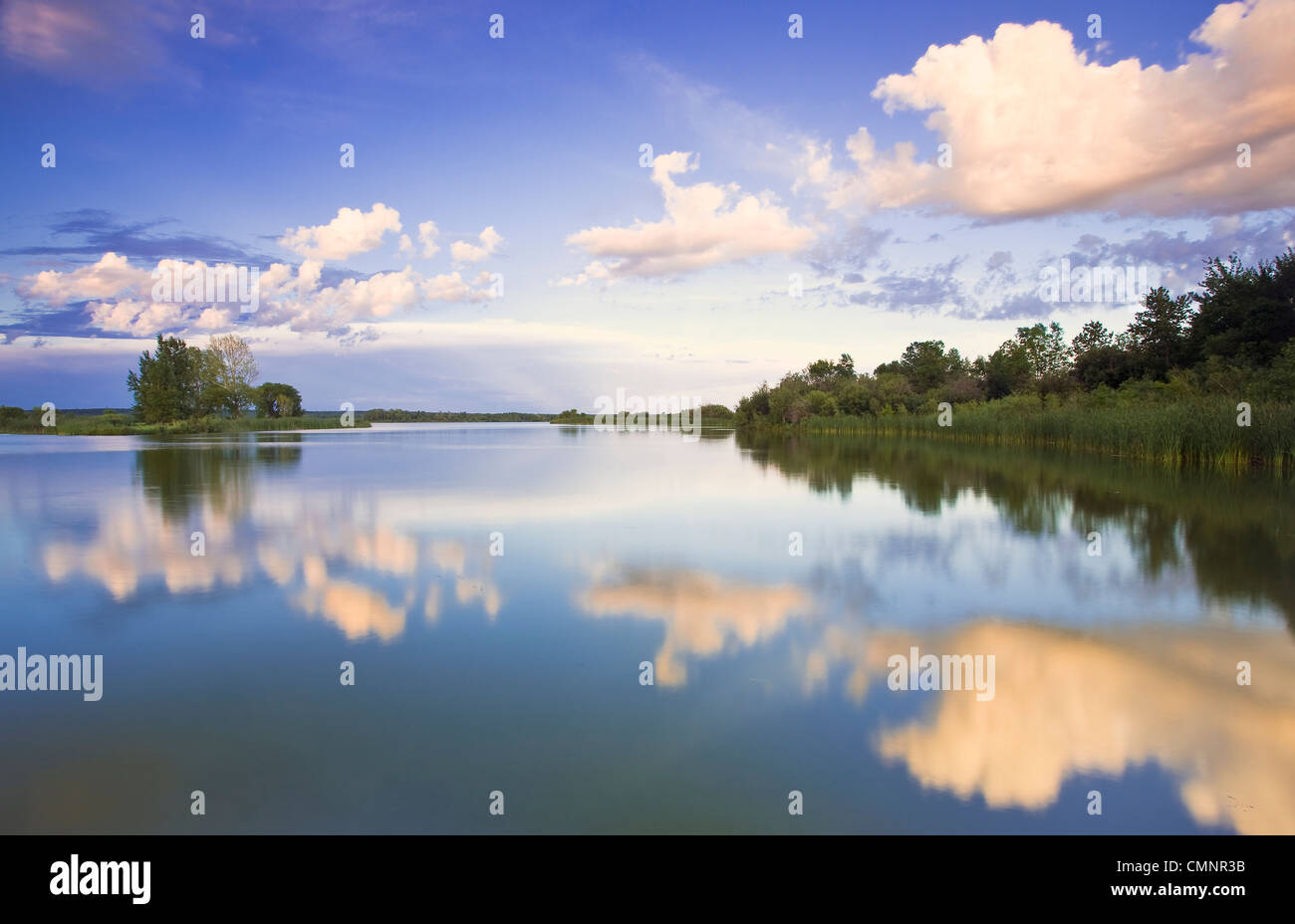 Reflection in a lagoon, Grand Beach Provincial Park, eastern shore of ...