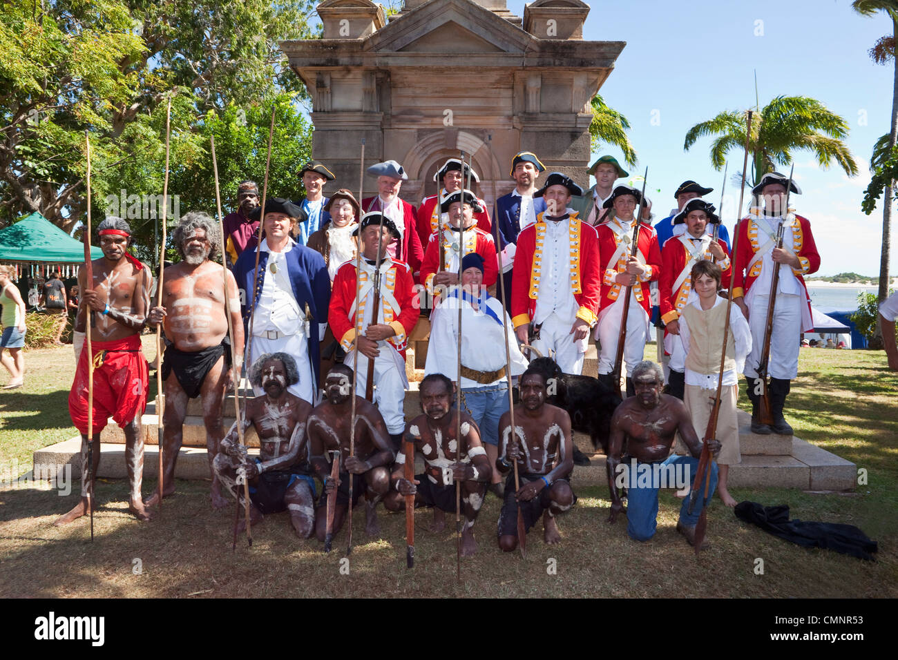 Actors from the re-enactment of Captain Cook's landing at Cooktown ...