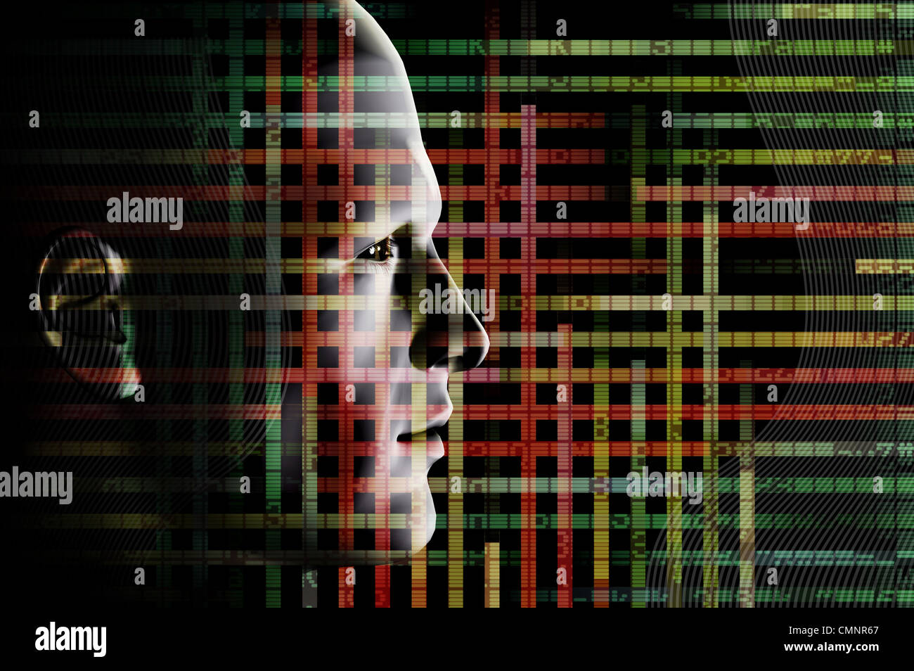 Wired man and computer code. 3d abstract futuristic illustration Stock ...