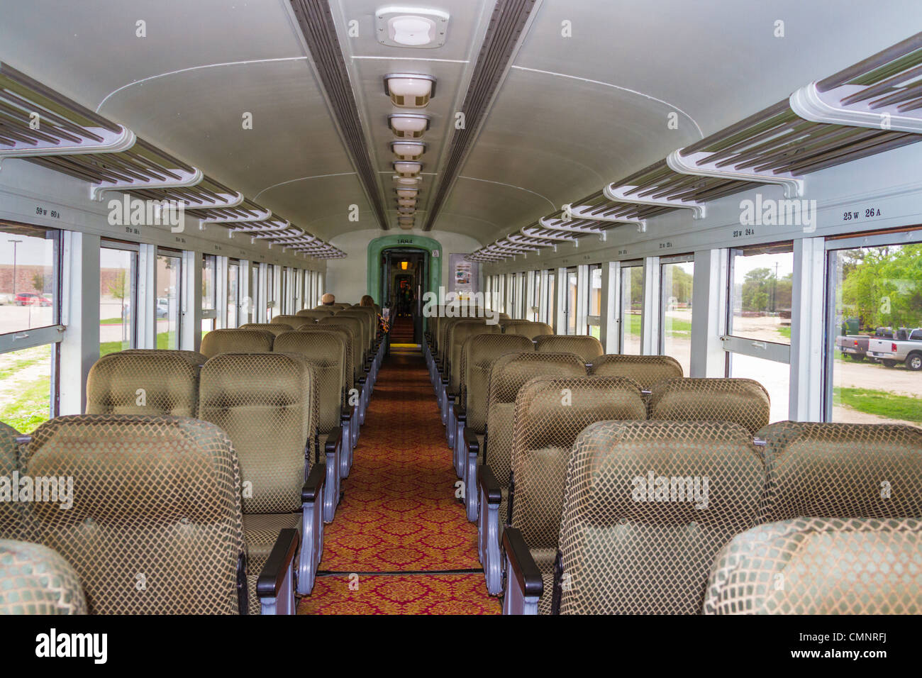 Interior of vintage railcar from the 1920s, in active use by Austin and ...