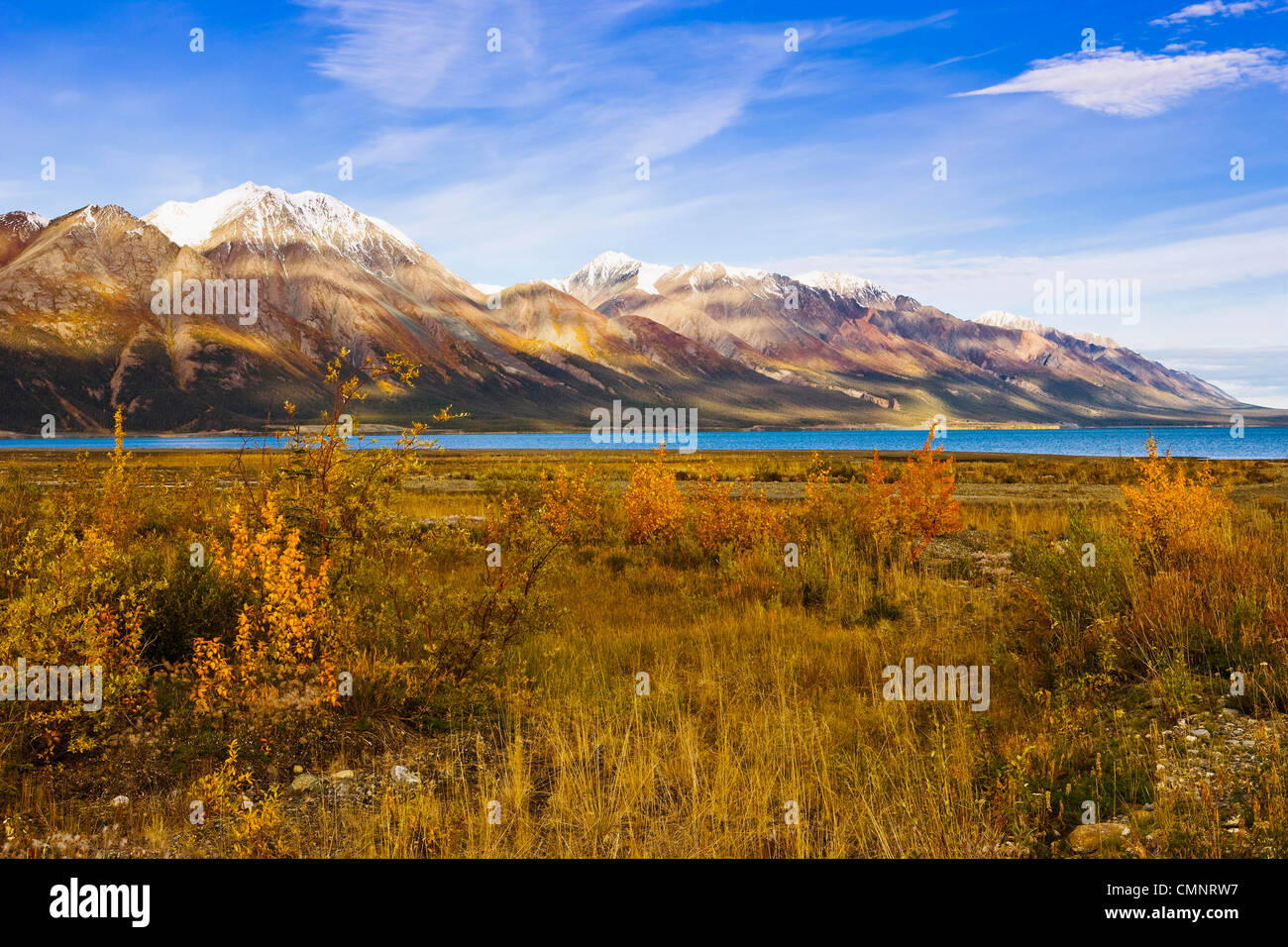 Kluane Lake and St. Elias Mountains at sunrise, Kluane National Park ...