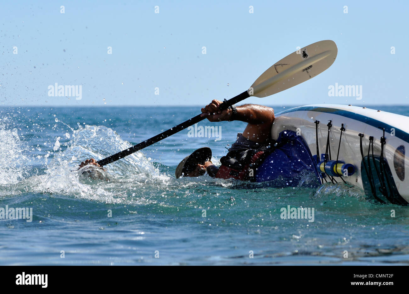 Rolling a sea kayak in the Sea of Cortez, Loreto Bay National Park ...
