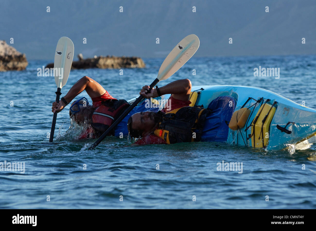 Rolling a sea kayak in the Sea of Cortez, Loreto Bay National Park ...