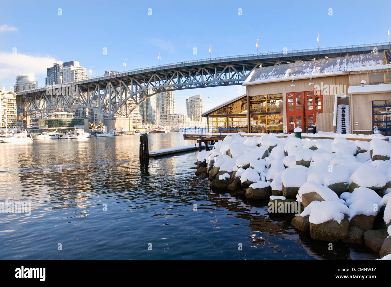 View of Granville island and Granville bridge, Vancouver, British ...