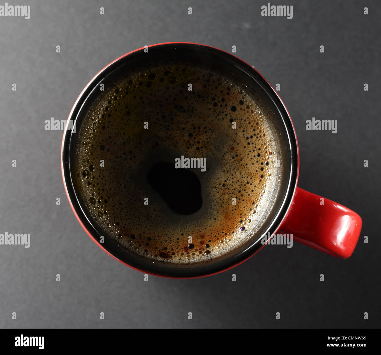 Cup of coffee from above view on a dark background Stock Photo - Alamy