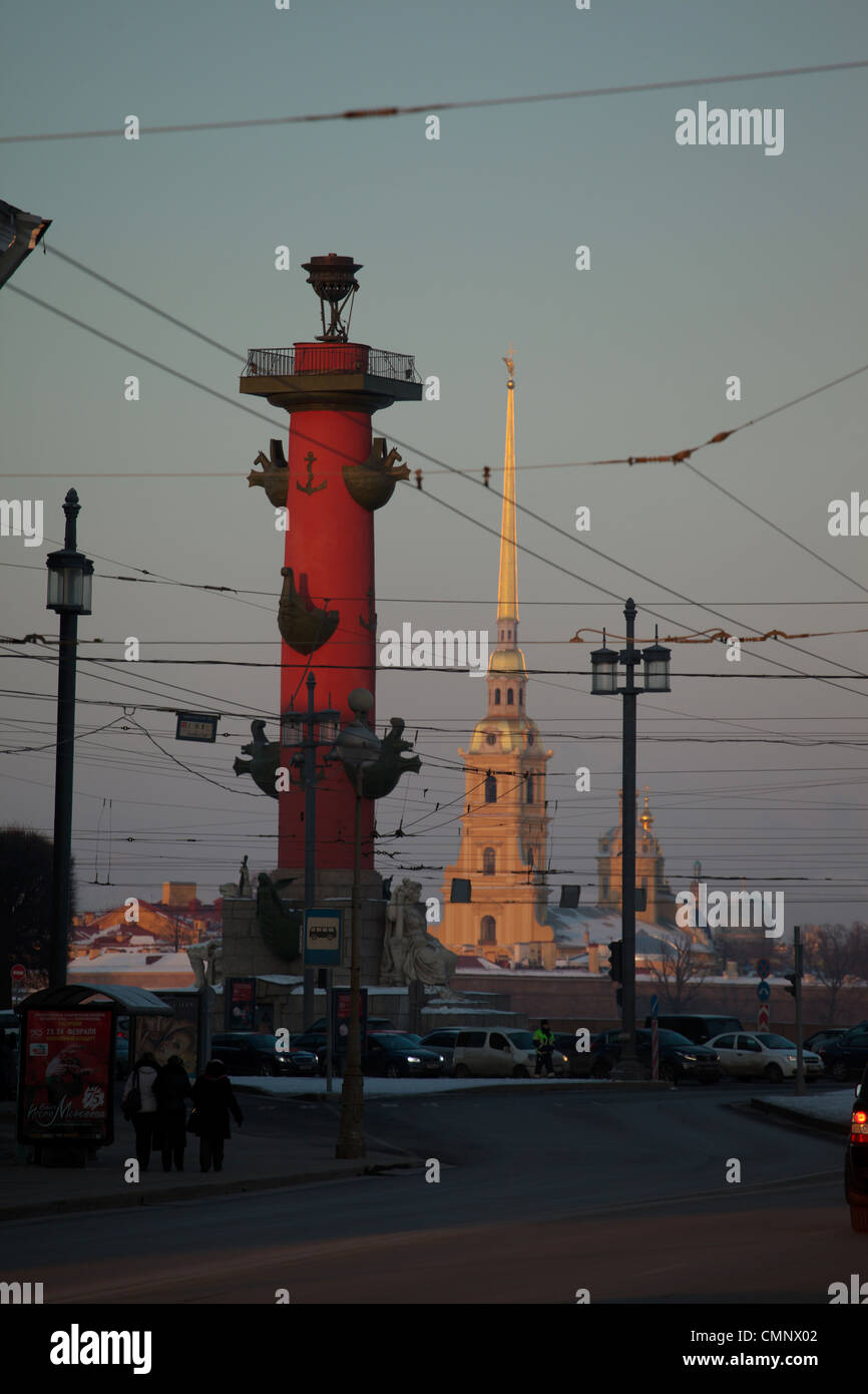 Russia, Saint Petersburg, Peterburg, Rostral Column, column, Peter and ...