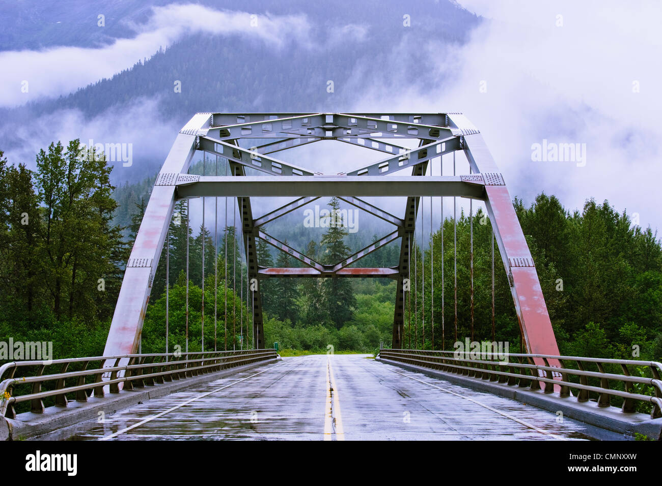 Bridge over Exchamsiks River on Yellowhead Highway, British Columbia ...