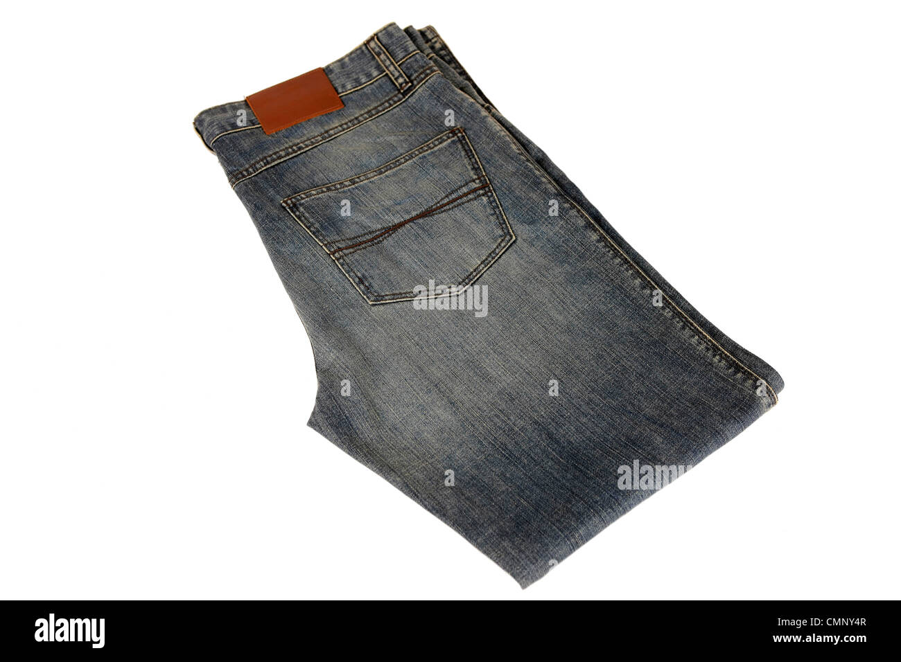 A pair of black stone washed jeans on a white background Stock Photo ...