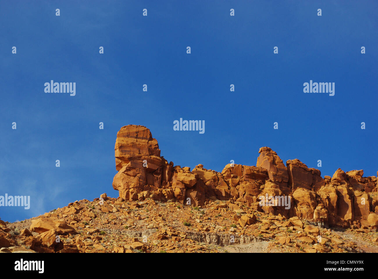Beautiful orange rock formation under blue sky, Utah Stock Photo - Alamy