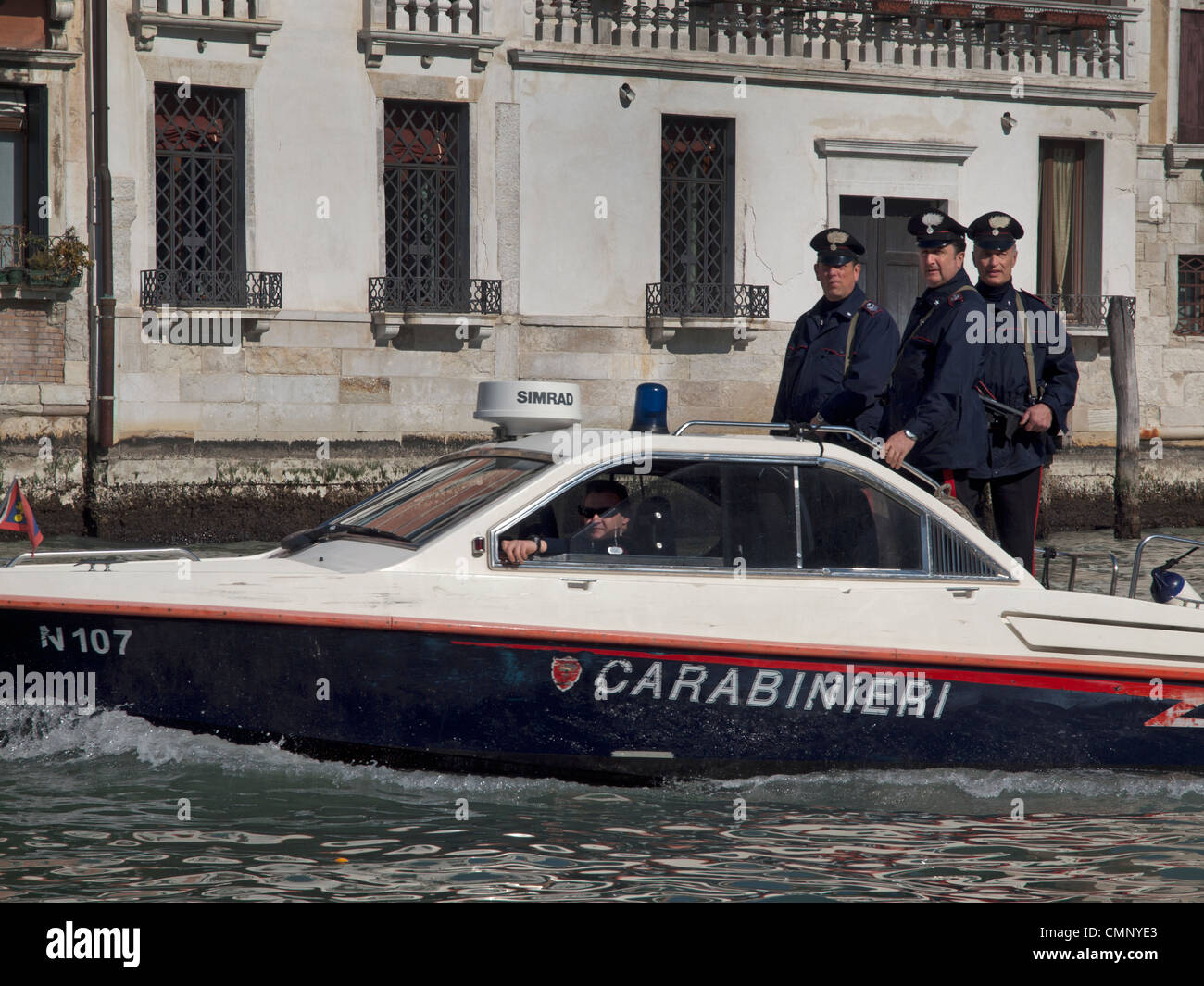 A police patrol on the Grand Canal in Venice Stock Photo - Alamy