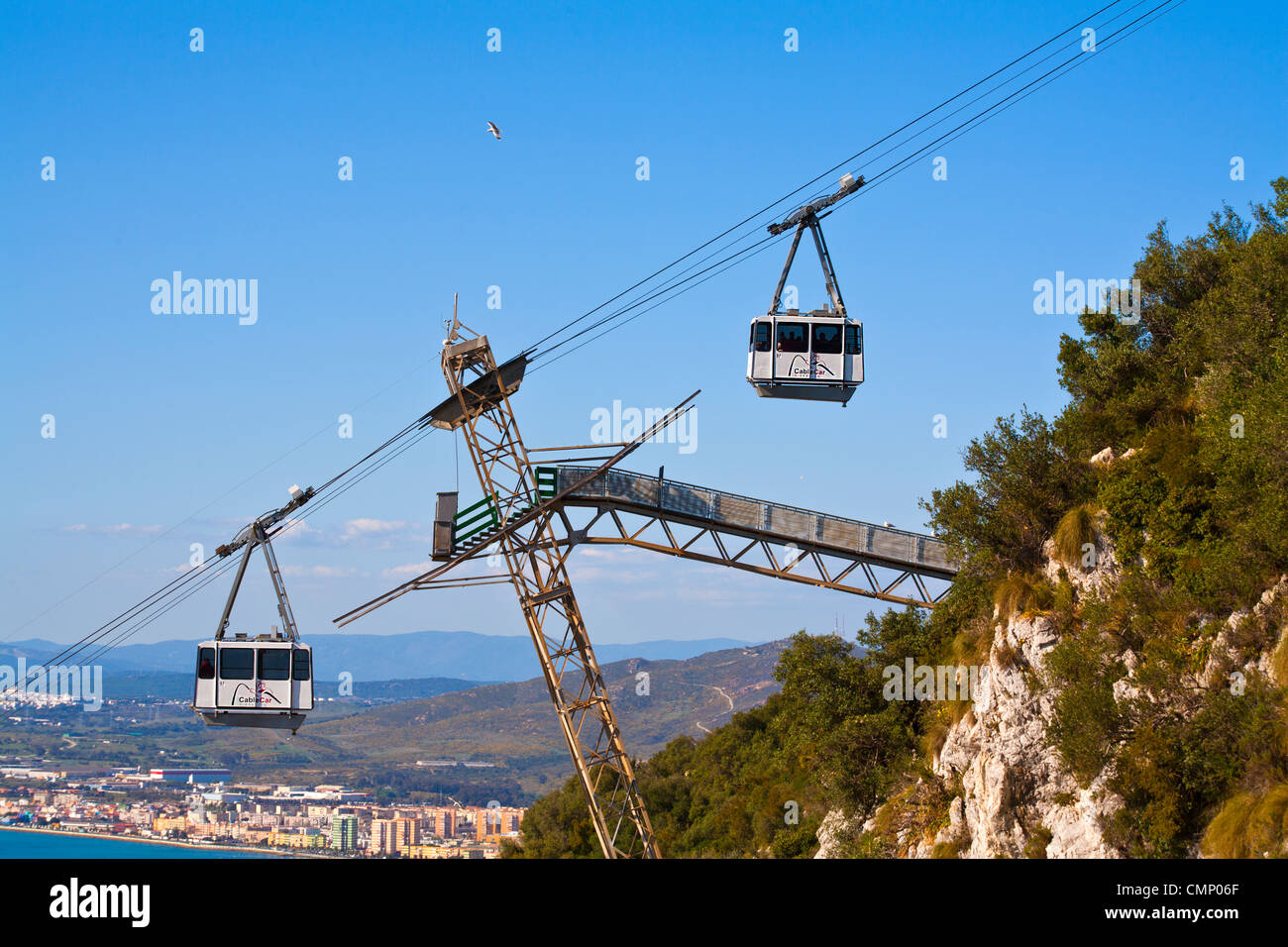 cable cars, Rock of Gibraltar Stock Photo - Alamy