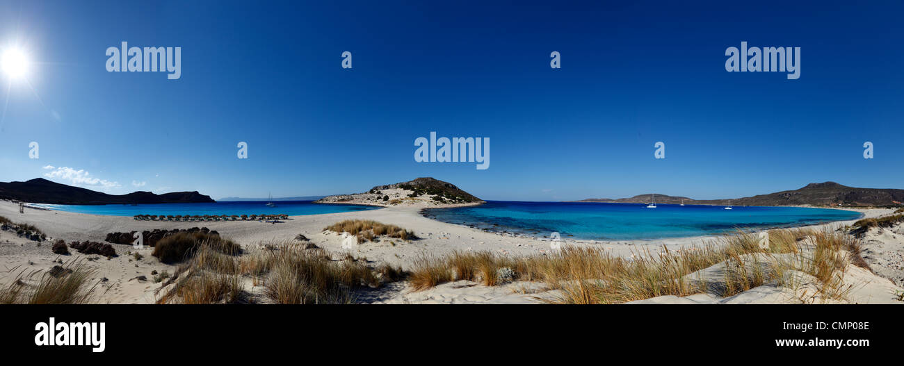 The incredible Simos beach in Elafonissos island, Greece Stock Photo ...
