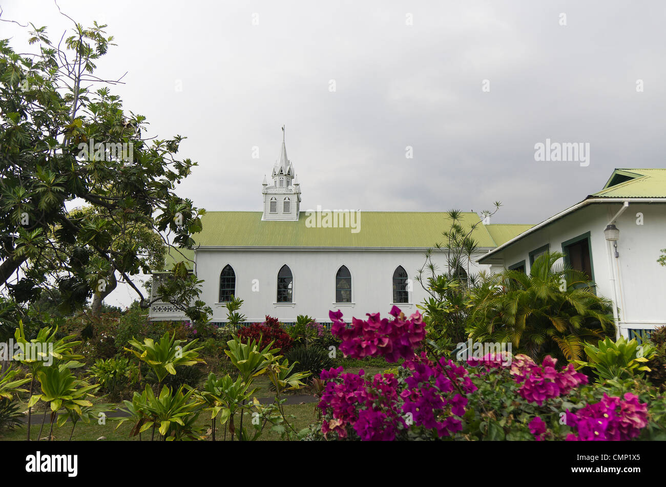 outer view of painted church on the Big Island, Hawaii Stock Photo - Alamy